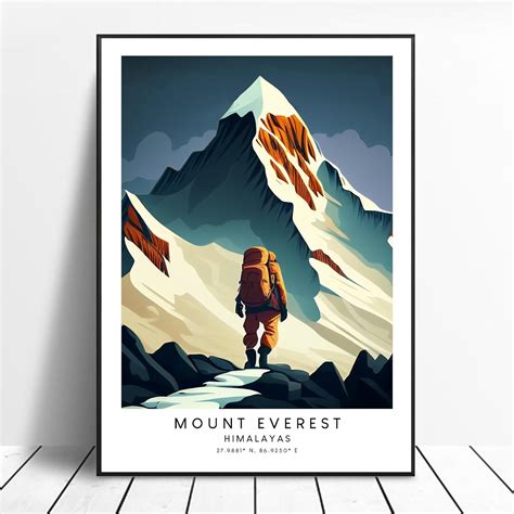 Mount Everest Travel Print Colourful Earths Highest
