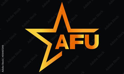 Afu Golden Luxury Star Icon Three Letter Logo Design Vector Template