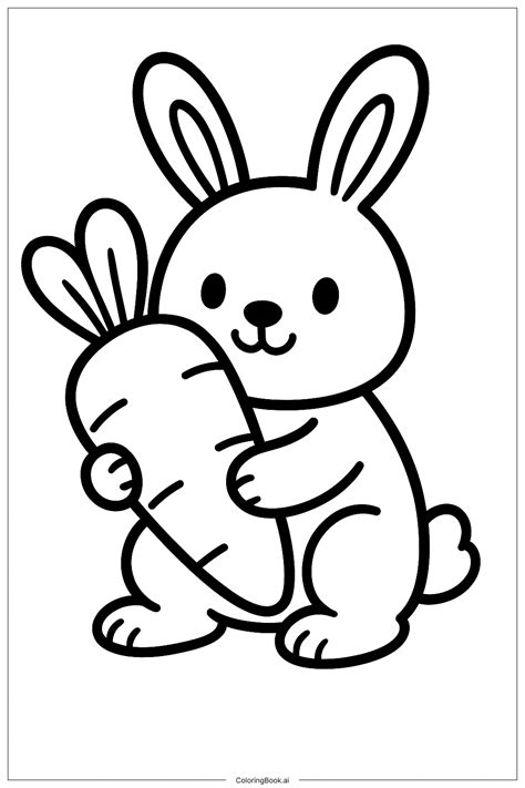 큰 당근을 든 토끼 색칠하기 페이지 무료 Pdfandpng 인쇄 가능