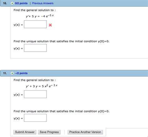 solved 10 0 2 points previous answers find the general