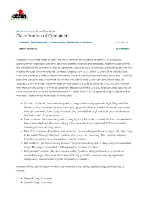 Classification Of Containers Pdf Cargo Transport