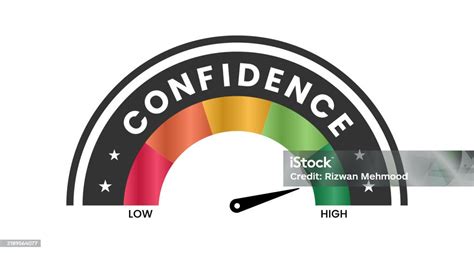 Confidence Meter Level Measuring Speedometer Indicator Infographic Vector Stock Illustration
