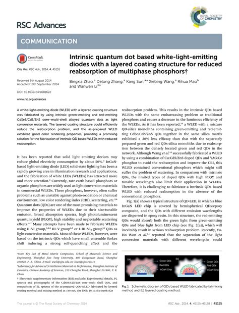 Pdf Intrinsic Quantum Dots Based White Light Emitting Diodes With
