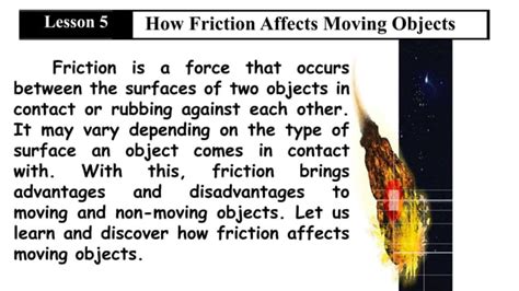 Q3 Lesson 5 How Friction Affects Moving Objectspptx Physics Science
