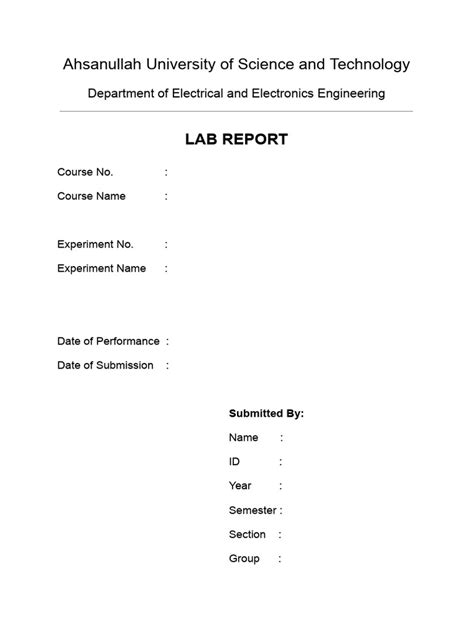 Eee Lab Report Cover Pdf