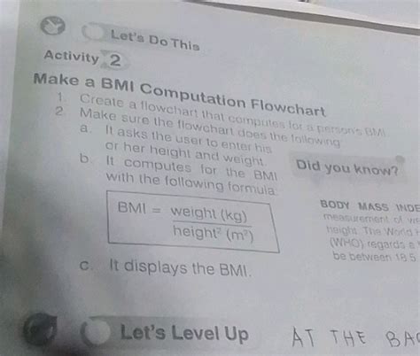 Activity 2 Make A Bmi Computation Flowchart 1 Studyx Activity 2 Make A Bmi Computation Flowchart 1 Studyx