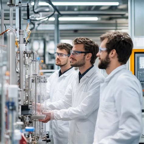 A Team Working On The Optimization Of Catalyst Performance In Chemical Reactions Premium Ai