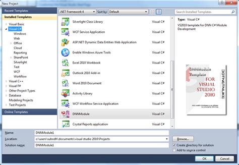 Dotnetnuke Module Development Template For Vs2010 —