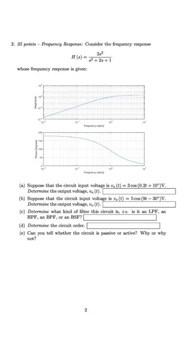 Solved 2 25 Points Frequency Response Consider The