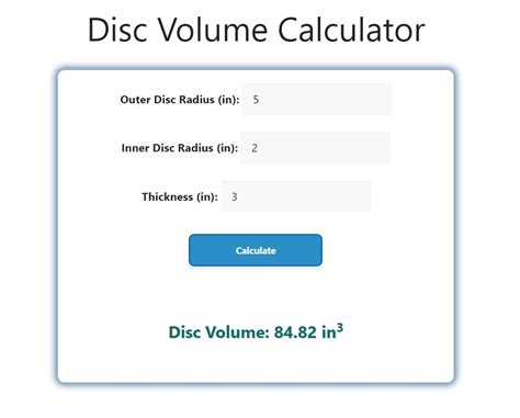 Disc Volume Calculator Savvy Calculator