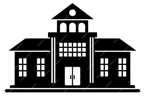 School Building Silhouette Vector University Black Icon Symbol White Background Premium Ai