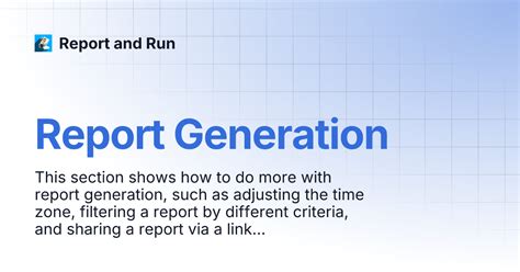 Report Generation Report And Run