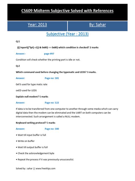 Cs609 Midterm Subjective Solved With References By Seher Pdf