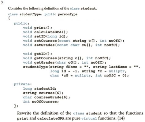solved 3 consider the following definition of the class