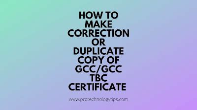 How To Make Correction In Name Or Create A Duplicate Copy Of GCC GCC TBC Certificate