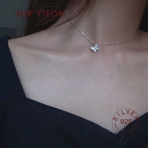 여성용 나비 태슬 목걸이 S925 스털링 실버 목걸이 초커 칼라 웨딩 쥬얼리목걸이들 Aliexpress