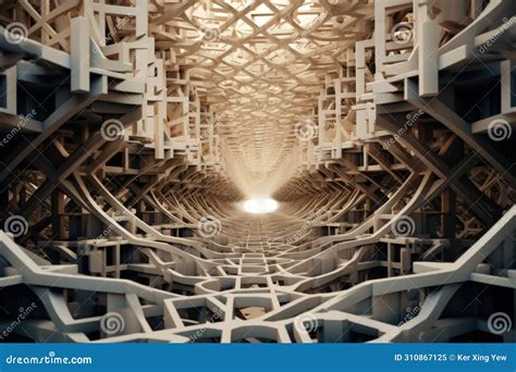 3d Lattice Structure Unfolding And Converging In A Mesmerizing Manner Stock Illustration