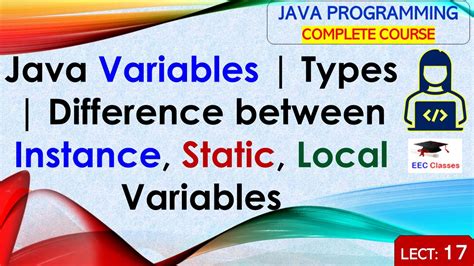 L17 Java Variables Types Difference Between Instance Static