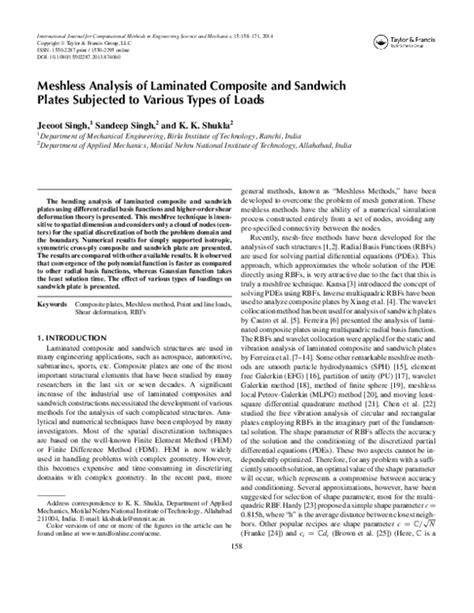 Pdf Meshless Analysis Of Laminated Composite And Sandwich Plates