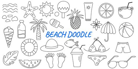 Premium Vector Summer Collection Of Editable Strokes Beach Doodles