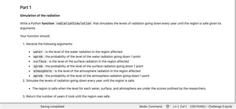 Solved Part Simulation Of The Radiation Write A Python Chegg