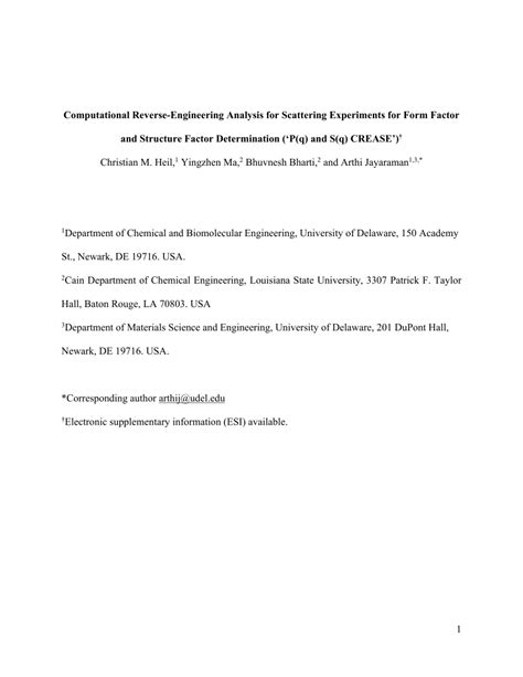 Pdf Computational Reverse Engineering Analysis For Scattering Experiments For Form Factor And