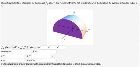solved 1 point write limits of integration for the