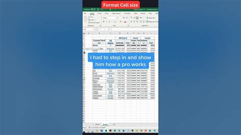Shortvideo Viralvideo Excel Exceltricks Format Cell Size Msoffice