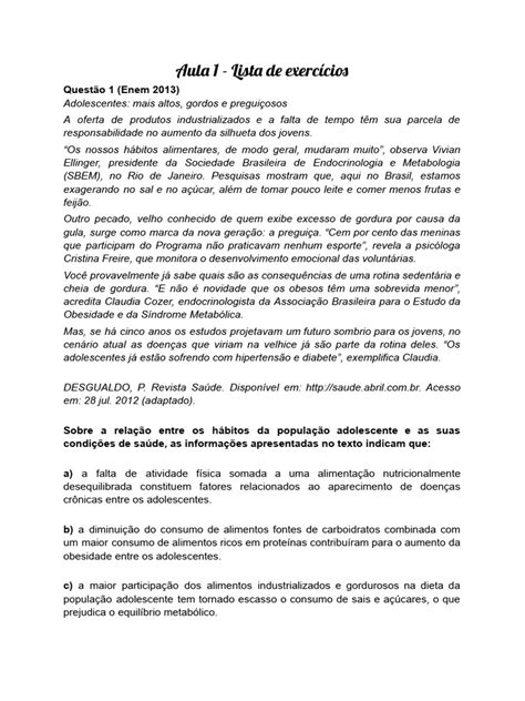 Aula 1 Lista De Exercícios 2 1 Pdf Science Economia