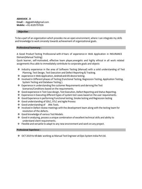 Abhishek Resume Updated Pdf Software Testing Application Software
