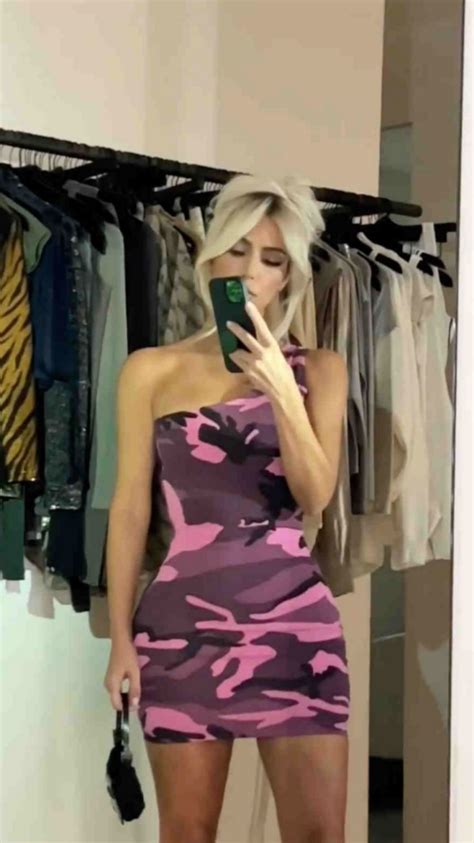 Kim Kardashian Shows Off Her Skinny Waist Wearing Tight Camo Dress In Unedited Post As Fans Fear