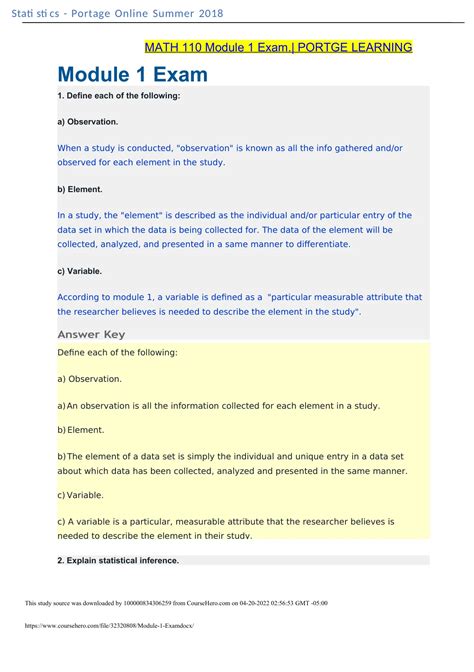 Math 110 Module 1 Exam Portge Learning Math 110 Stuvia Us