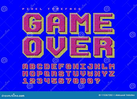Pixel Vector Font Design Stylized Like In Bit Games Stock Vector Illustration Of Typeface