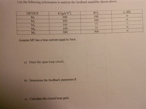 Solved Find The Open Loop Gain Of The Amplifier And Then Chegg