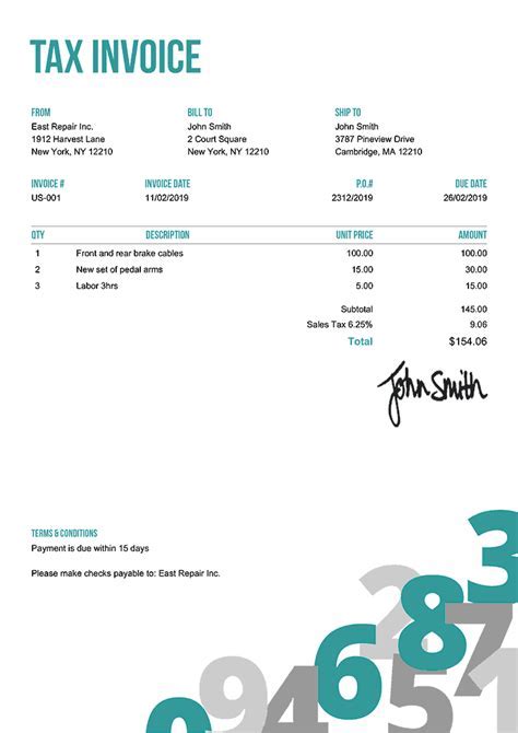 Sample Tax Invoice Template