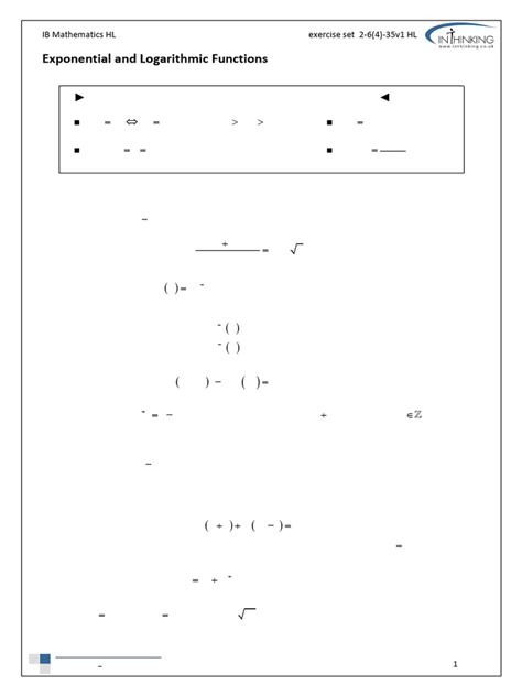 Exs 2 6 4 35v1 Hl Exp Log Functions Pdf Logarithm Exponential