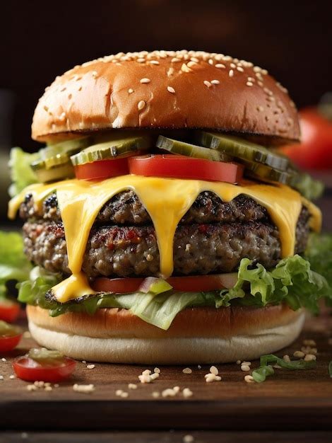 Premium Photo Delicious Cheeseburger With Beef Patty Lettuce And Tomato