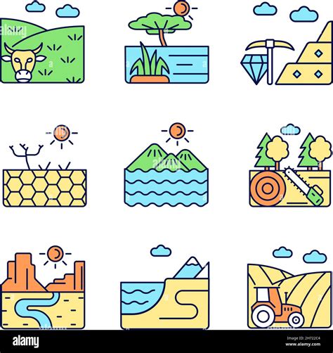Industrial Land Rgb Color Icons Set Stock Vector Image And Art Alamy