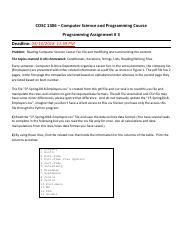 COSC PA CSV Pdf COSC Computer Science And Programming Course Programming Assignment