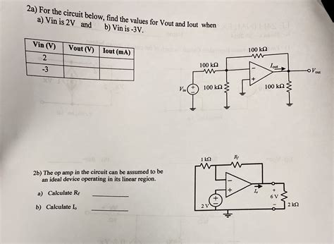 solved 2a ﻿for the circuit below find the values for vout