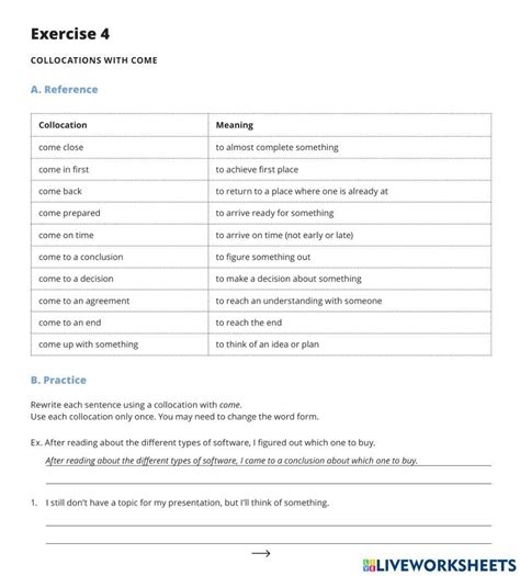 29 Verb Collocations Us 4 Worksheet Live Worksheets