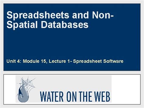 Spreadsheets And Non Spatial Databases Unit 4 Module