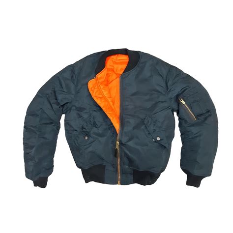 Classic Bomber Jacket Navy Vintage Ma1 With Orange Lining Etsy