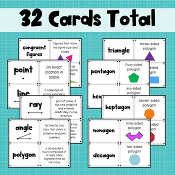 Geometry Vocabulary Matching Cards By VA SOL Superstars TpT