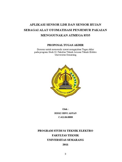 Penjemur Pakaian Otomatis Menggunakan Sensor Ldr Dan Sensor Hujan Pdf