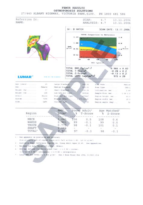 Osteoporosis Solutions Bone Density Measurements DEXA Results