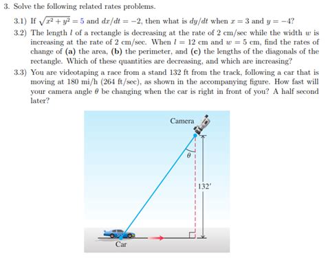 Solved Solve The Following Related Rates Problems Chegg Com