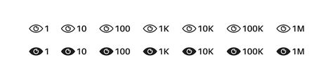 보기 아이콘 집합입니다 소셜 미디어 아이콘입니다 1k 10k 100k 1m 뷰 벡터 Eps 10 이미지 기반 소셜 미디어에 대한 스톡 벡터 아트 및 기타 이미지 Istock