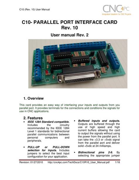 PDF C10 PARALLEL PORT INTERFACE CARD Rev 10 C10 PARALLEL PORT INTERFACE CARD Rev 10