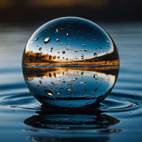Wet Sphere Water Abstract Beauty Premium Ai Generated Image